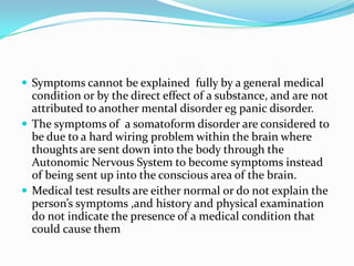 Somatoform disorders | PPTX