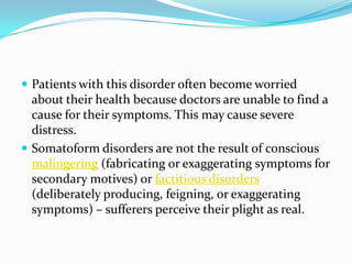 Somatoform disorders | PPTX
