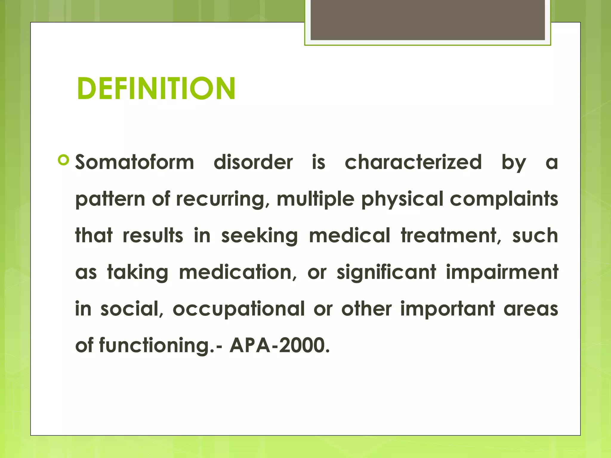 Somatoform disorders | PPT