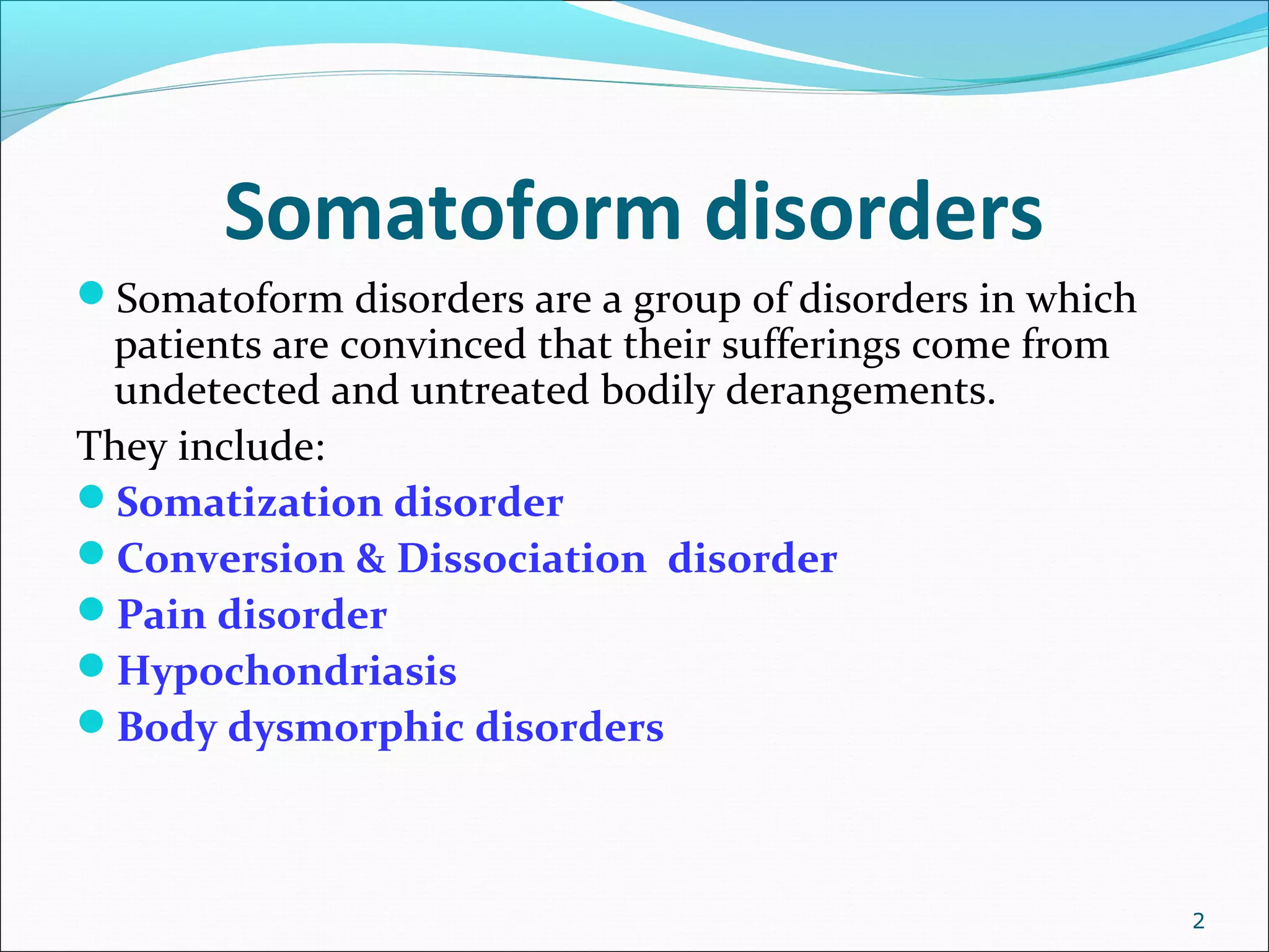 psychiatry.Somatoform disorders animation part i.(dr.nzar) | PPT