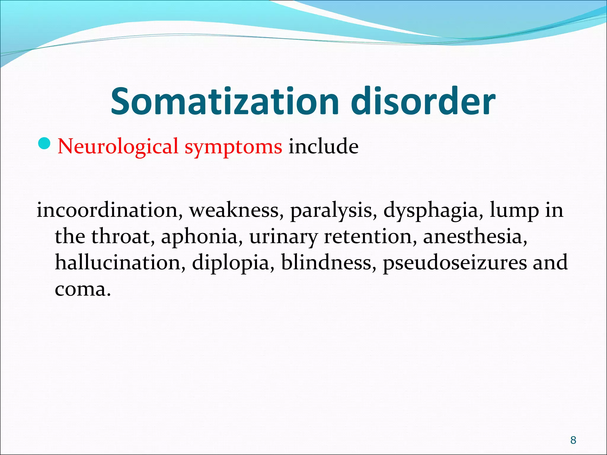 psychiatry.Somatoform disorders animation part i.(dr.nzar) | PPT
