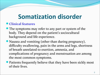 psychiatry.Somatoform disorders animation part i.(dr.nzar) | PPT