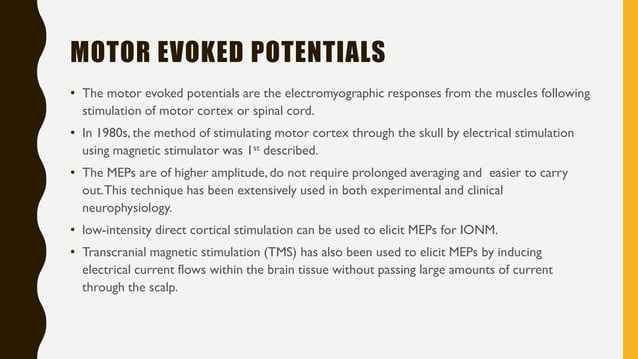 Somatosensory and motor evoked potentials by neelothpala | PDF | Death, Injury, or Military ...