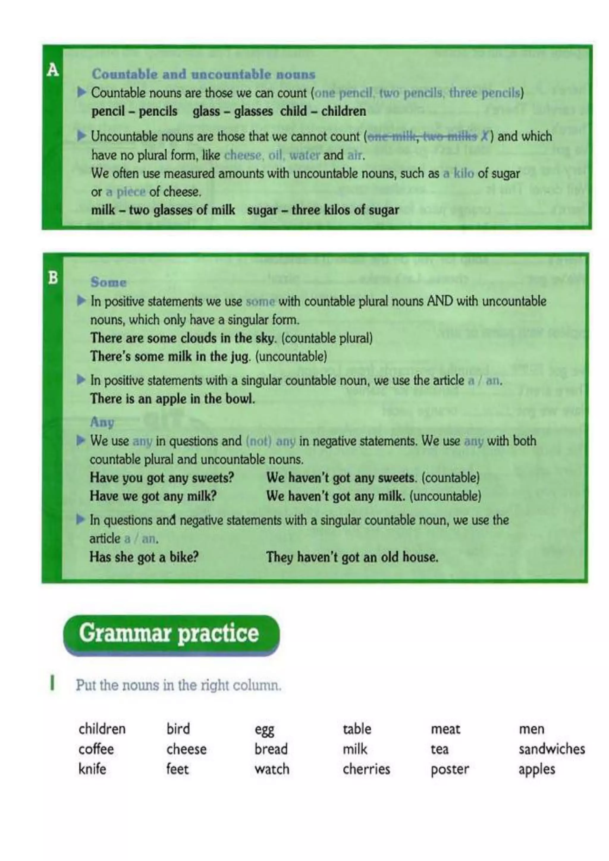 Some any countable and uncountable nouns | PDF