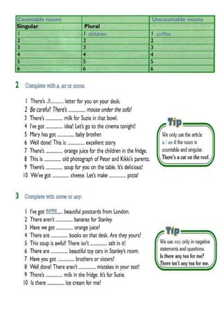 Some any countable and uncountable nouns | PDF
