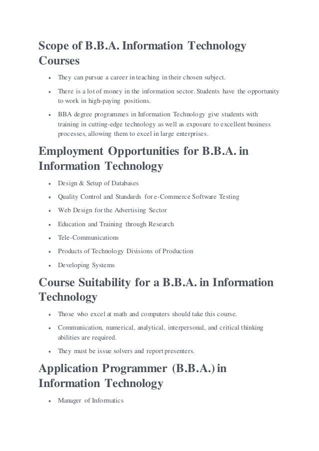 Some important and basic details about BBA in IT scope: | PDF