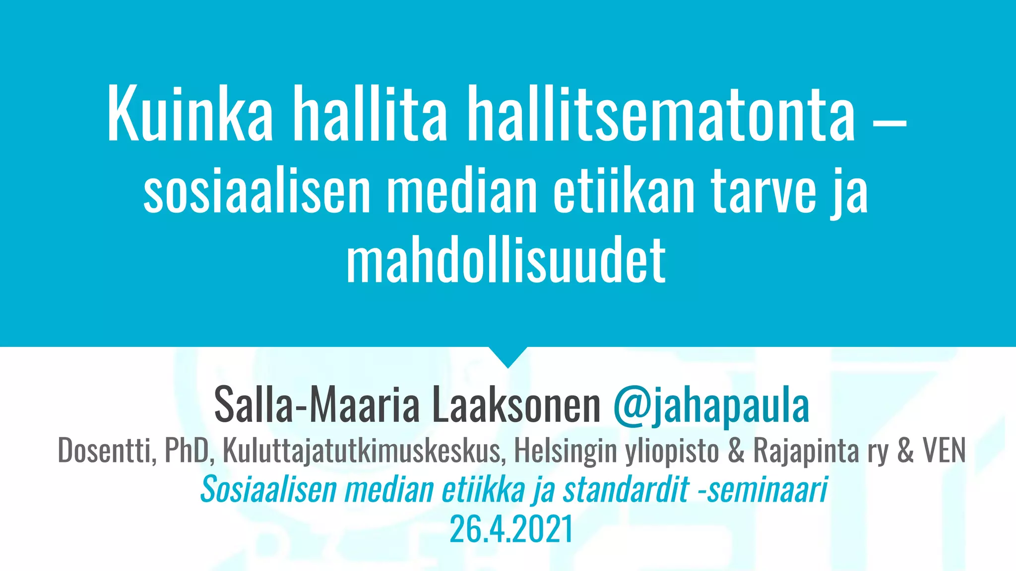 Kuinka hallita hallitsematonta – sosiaalisen median etiikan tarve ja ...