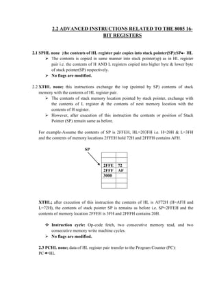 Some advanced instructions of the 8085 microprocessors | PDF