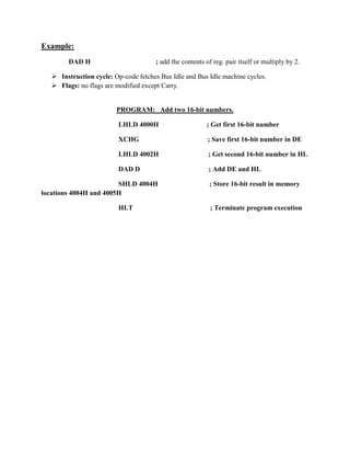 Some advanced instructions of the 8085 microprocessors | PDF
