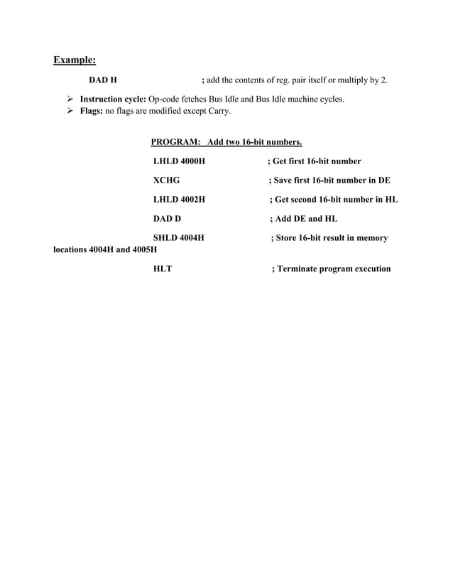 Some advanced instructions of the 8085 microprocessors | PDF