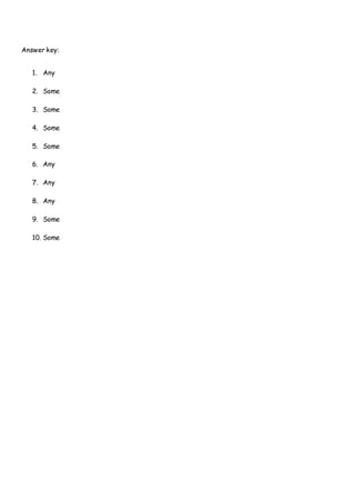 Use of Some and Any worksheet | DOCX
