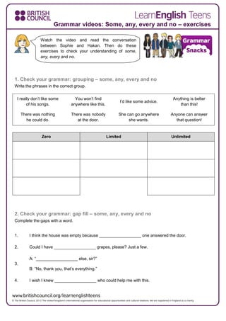 Some, any, no exercises | PDF