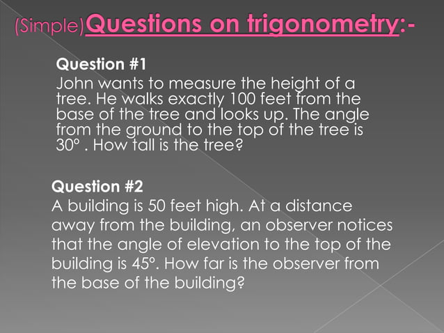 Some application of trignometry | PPTX