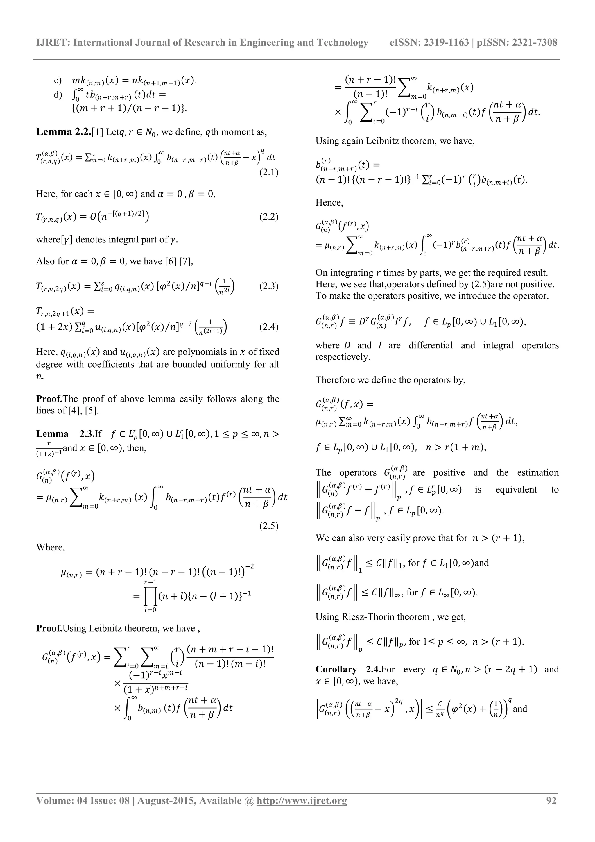 Some approximation properties of modified baskakov stancu operators | PDF