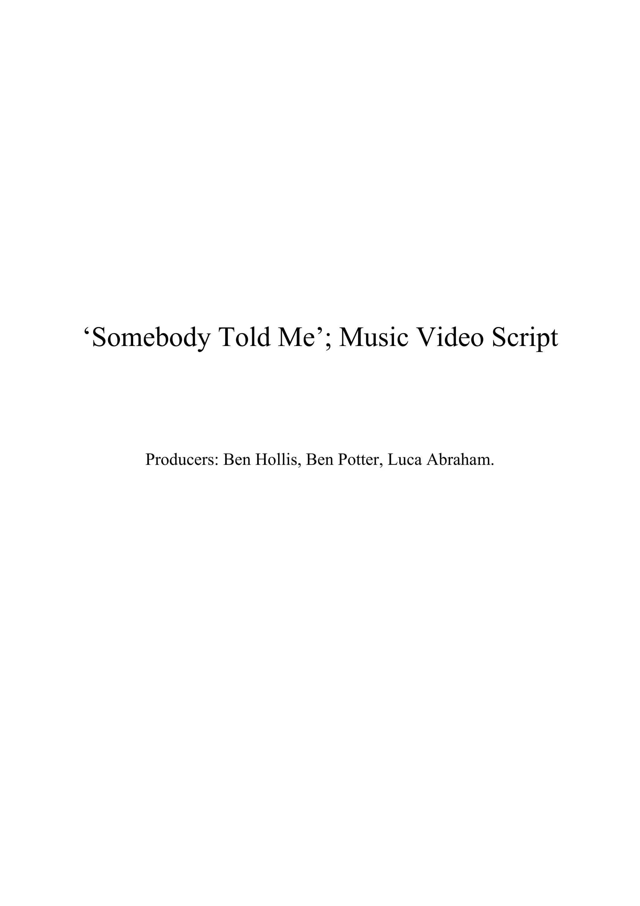 Music Video Script! | DOCX