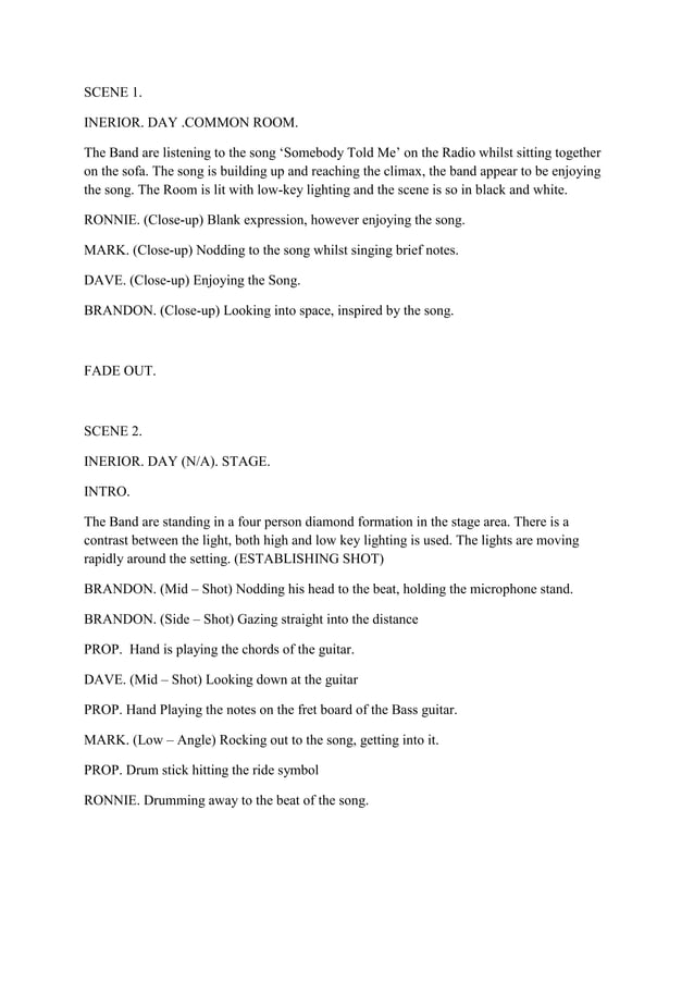 Music Video Script! | PDF | Free Download