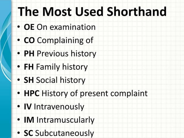 Some clinical shorthand | PPT