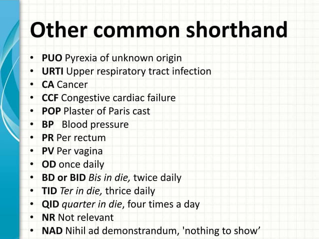 Some clinical shorthand | PPT