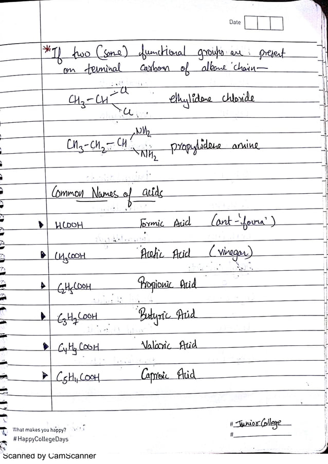 Some Common Names in Organic Chemistry Notes | PDF
