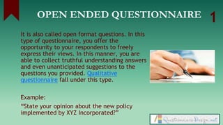Some Differences between Questionnaire Types | PPTX