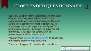 Some Differences between Questionnaire Types | PPTX