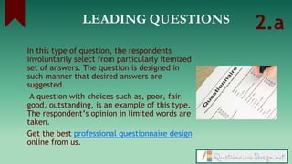 Some Differences between Questionnaire Types | PPTX