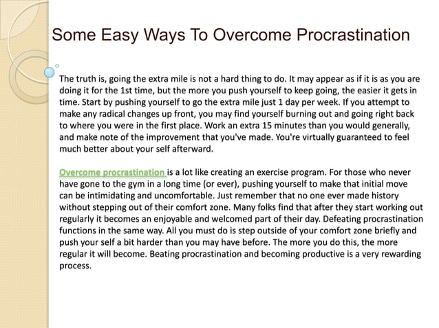 Some easy ways to overcome procrastination | PPT