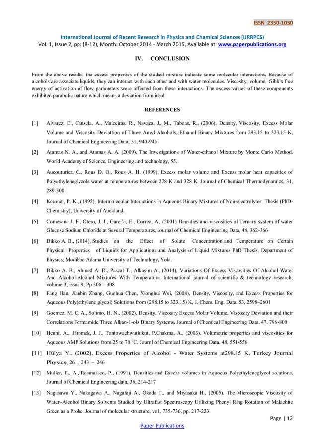 Some Excess Properties of Ternary Liquid Mixture of Water, Methanol ...