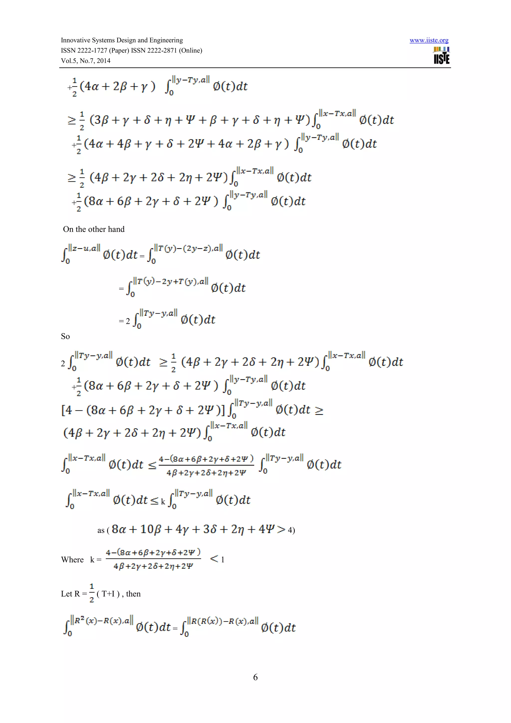 Some fixed point and common fixed point theorems of integral | PDF