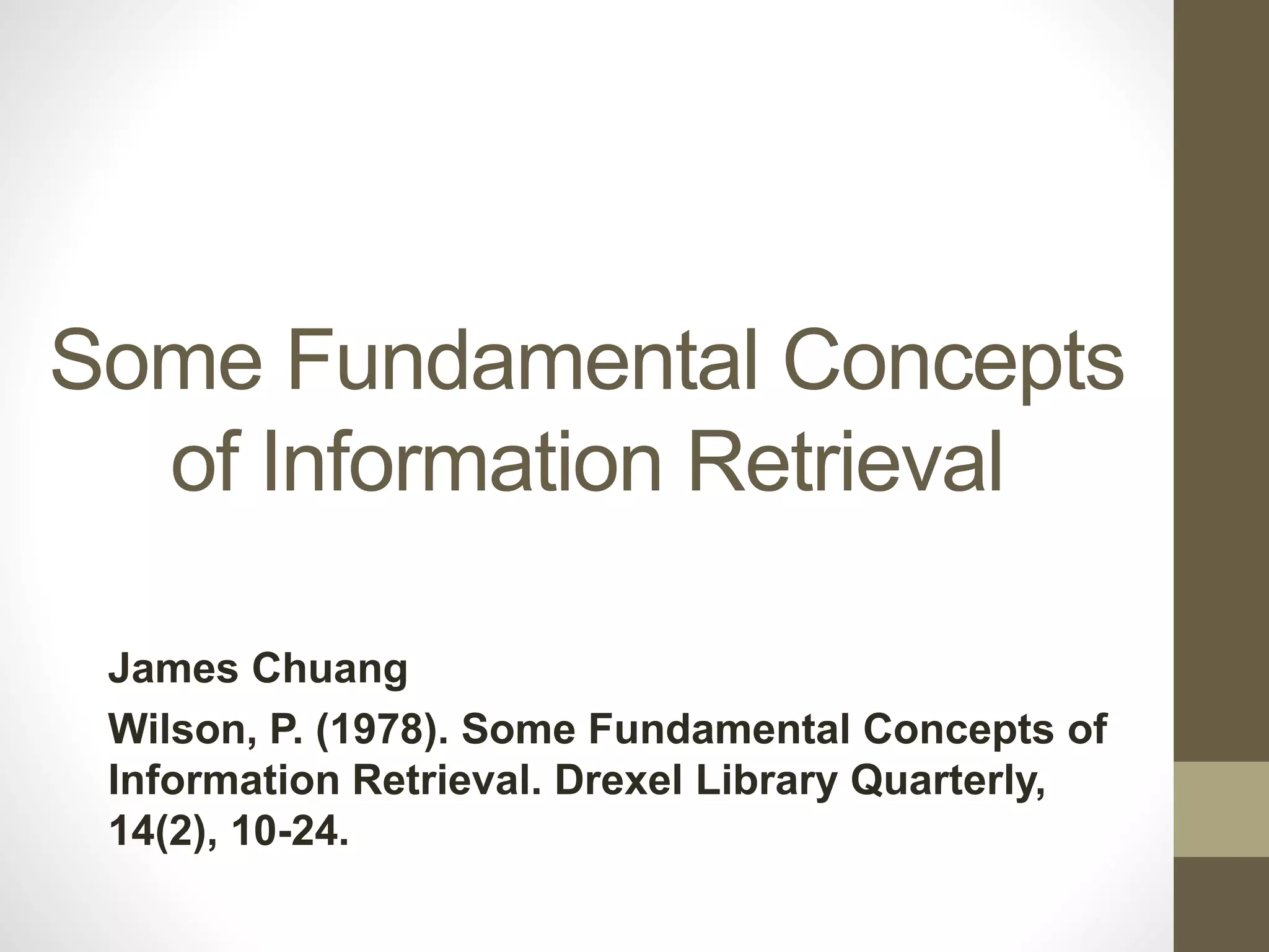 Some fundamental concepts of information retrieval | PPT