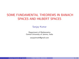 Some fundamental theorems in Banach spaces and Hilbert spaces | PDF