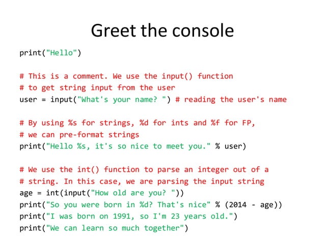Some hours of python | PPT