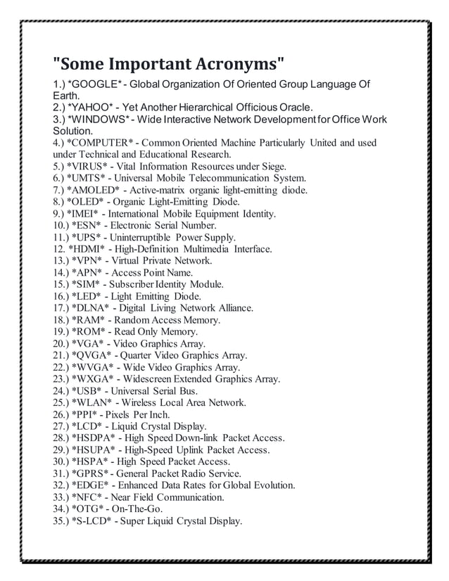 Some important acronyms | PDF