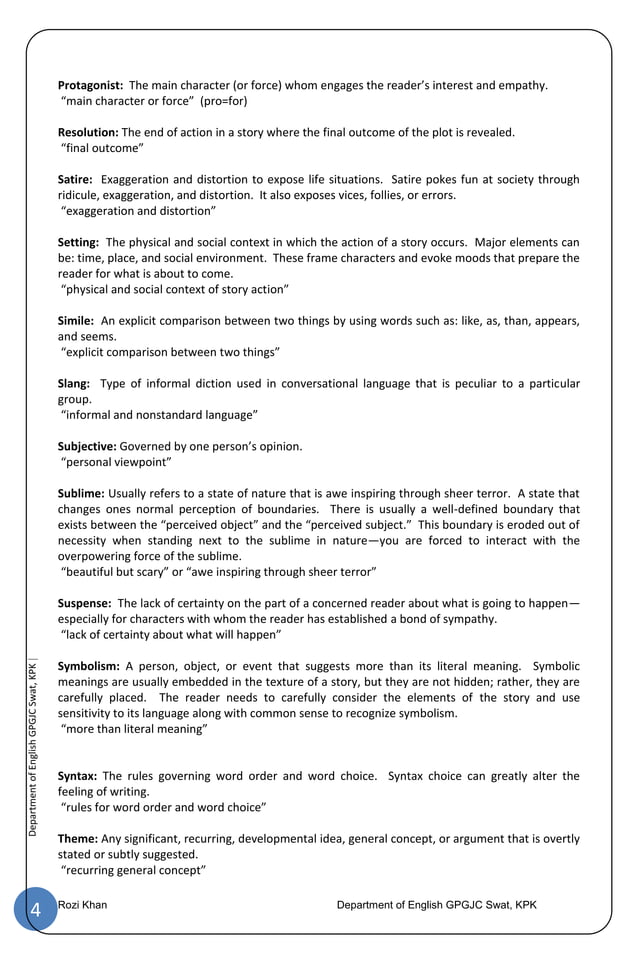 Some important literary terms | PDF