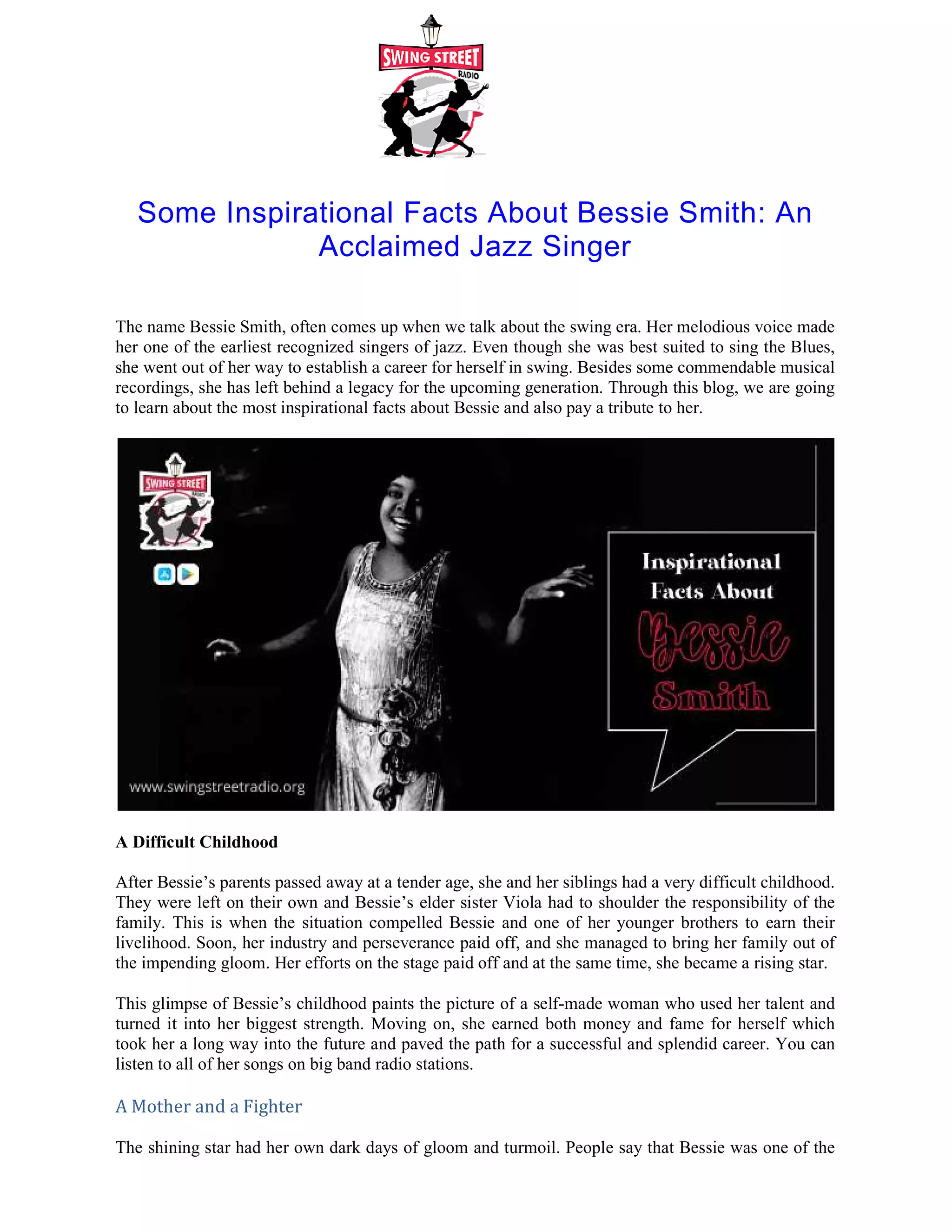 Some Inspirational Facts About Bessie Smith An Acclaimed Jazz Singer.pdf