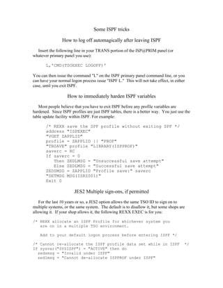 Some ISPF Tricks | DOC | Operating Systems | Computer Software and Applications