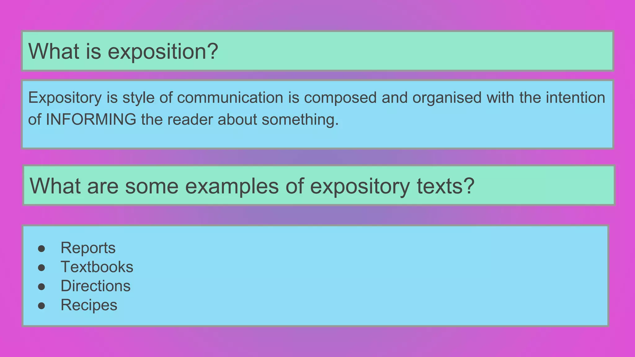 Some key charactertistics of expository texts | PPT