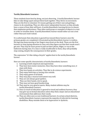 Some Notes on Basic Learning Styles | DOCX