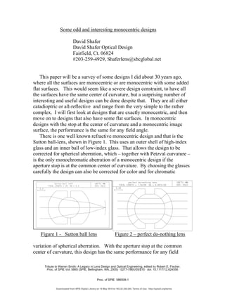 Some odd and interesting monocentric designs 2005 | PDF