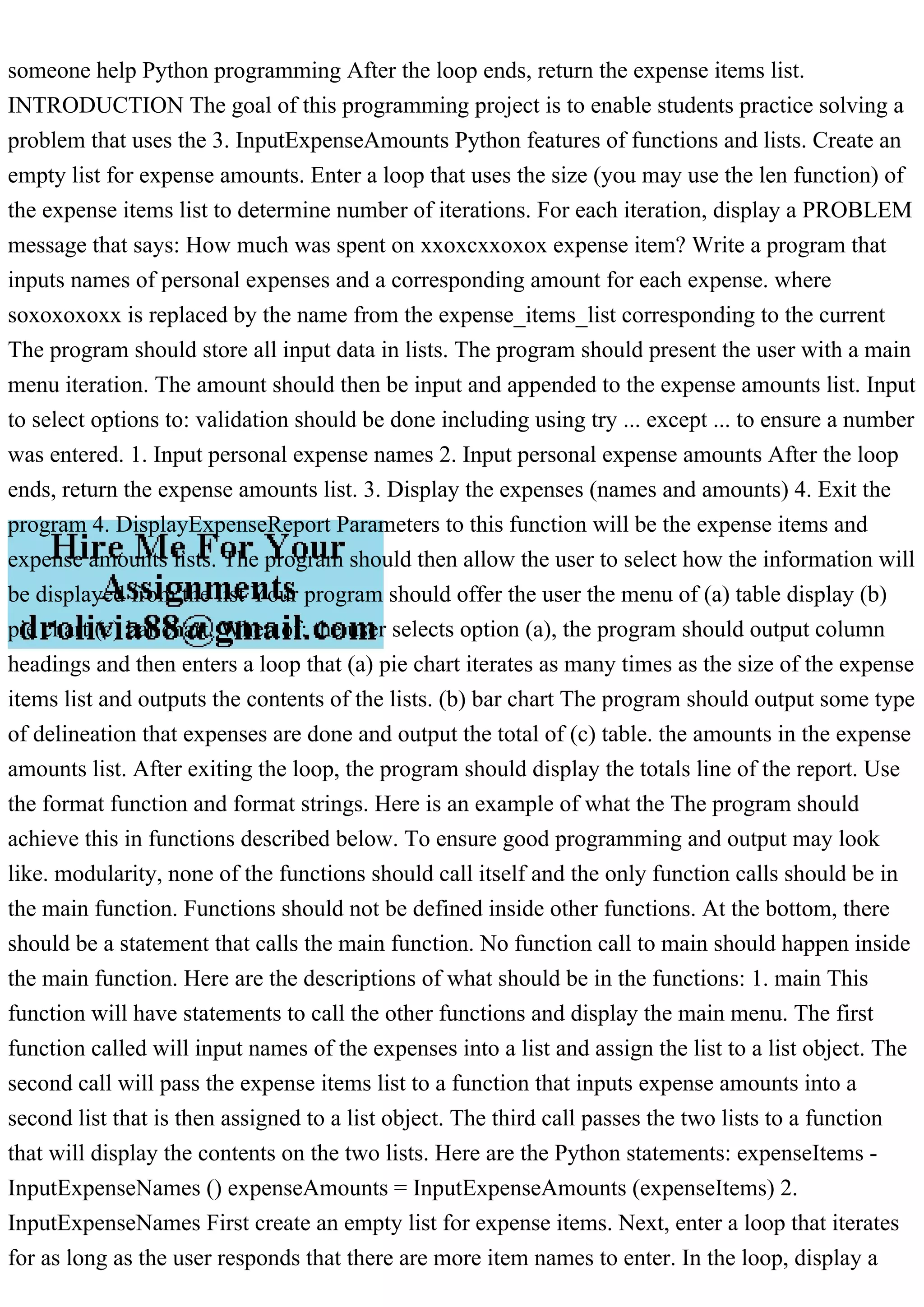 someone help Python programming After the loop ends, return the expe.pdf