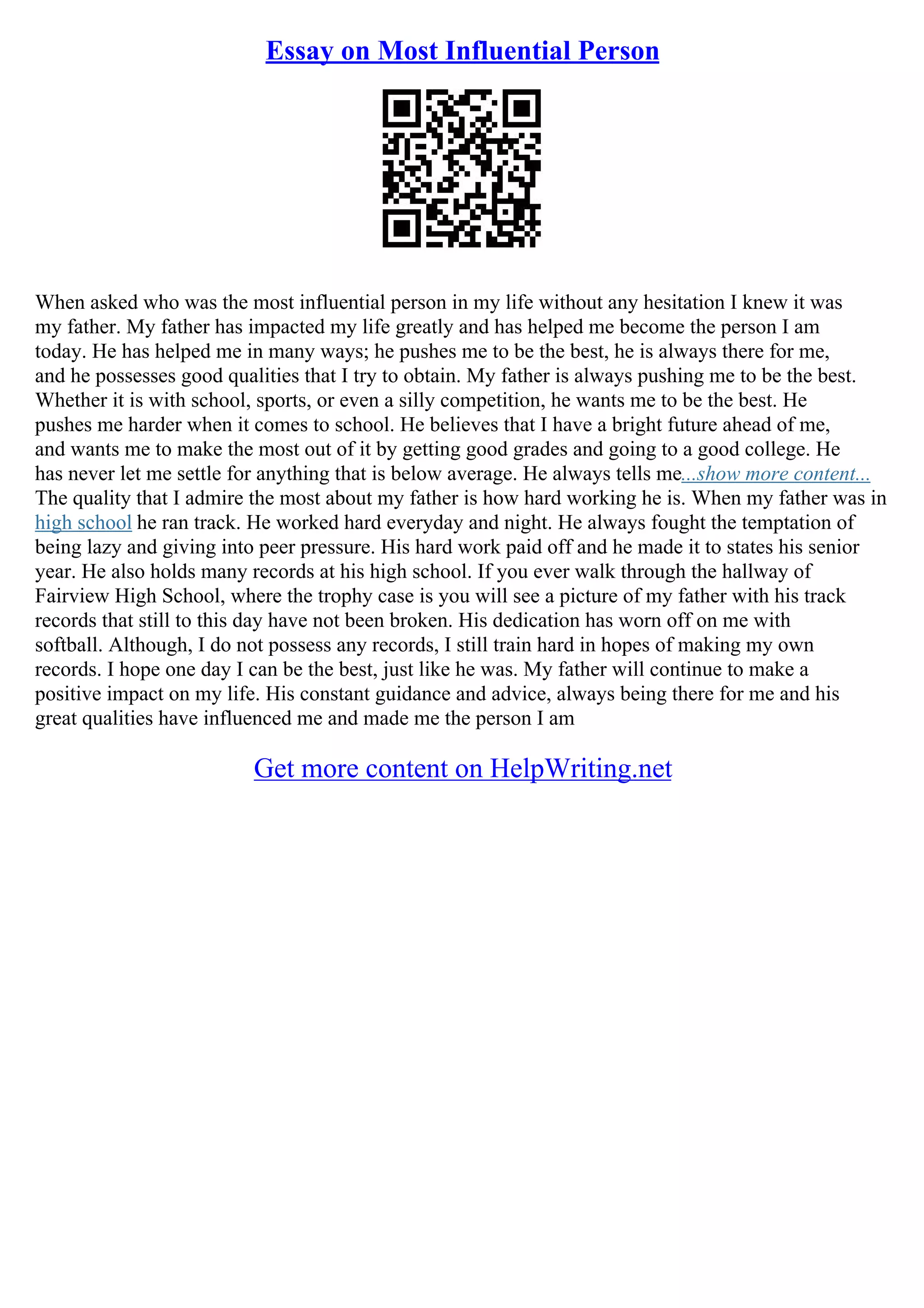 Someone I Admire Essay | PDF