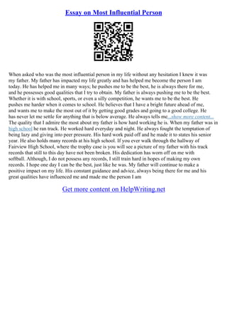 Someone I Admire Essay | PDF