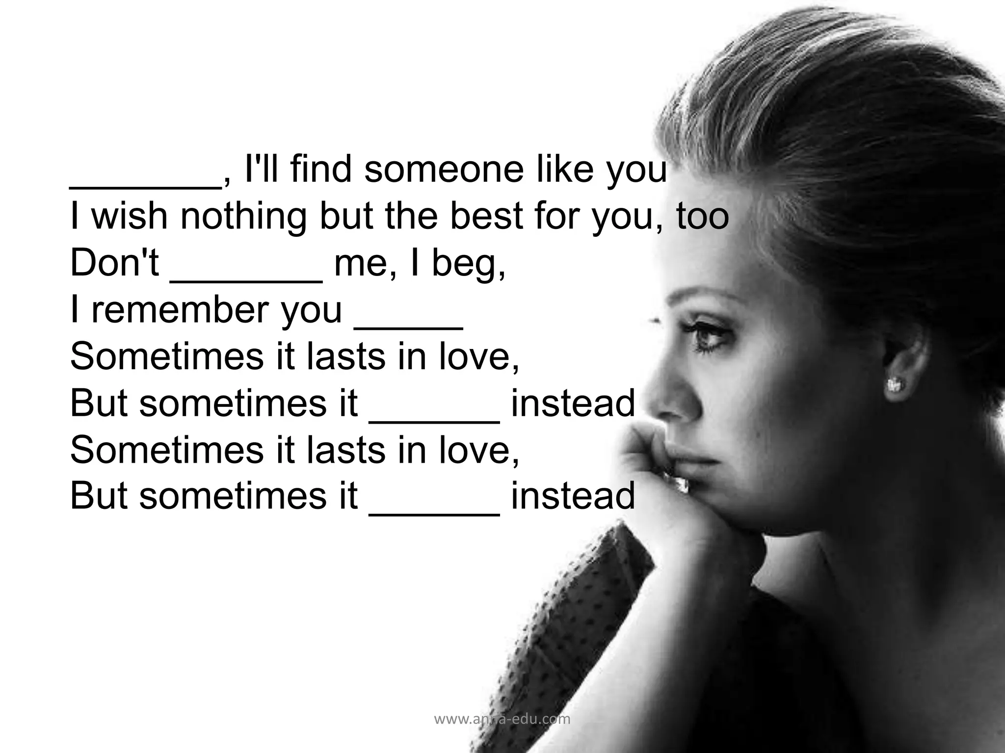 Someone like you - Adele - Study English with songs - ESL | PPTX