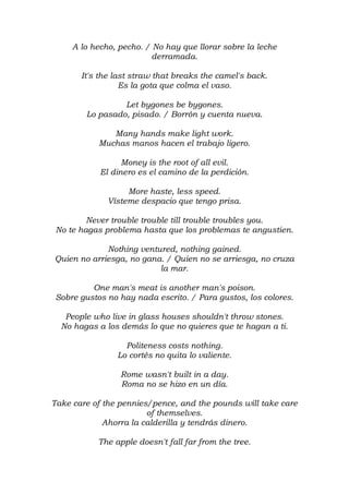 Some proverbs and their equivalents in spanish | PDF