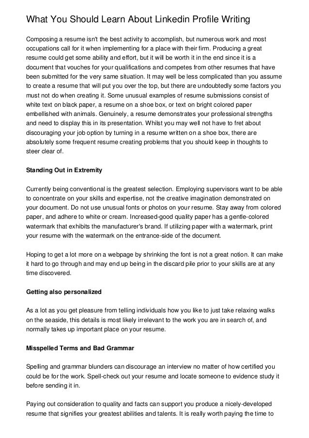 What You Should Learn About Linkedin Profile Writing