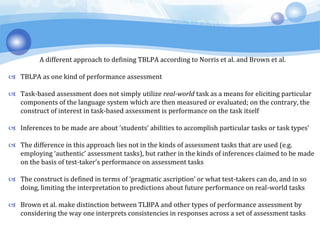 Some Reflections on Task-based Language Performance Assessment | PPT