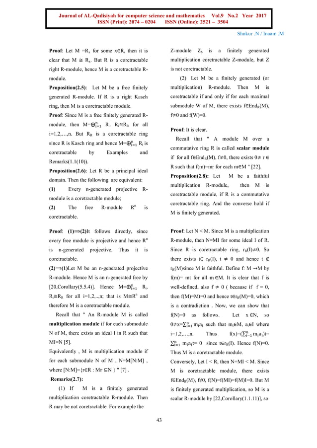Some results about coretractable modules | PDF | Programming Languages | Computing