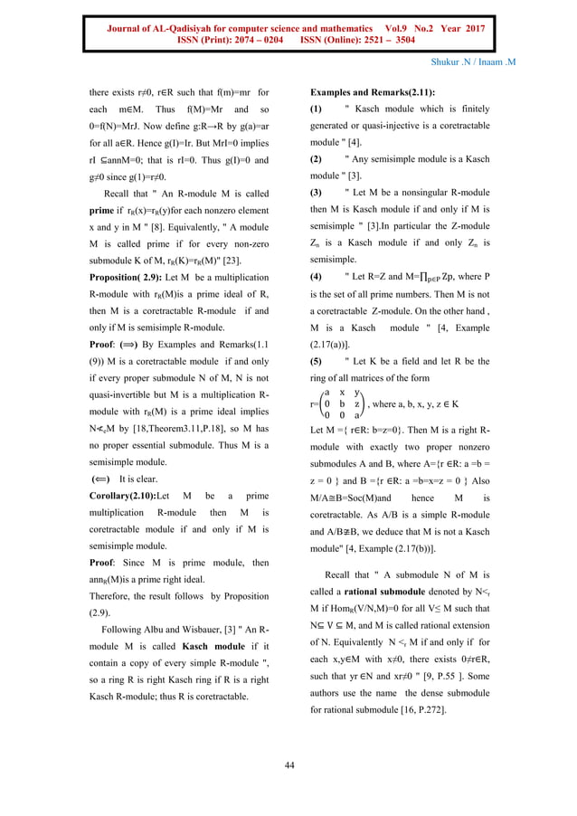 Some results about coretractable modules | PDF | Programming Languages | Computing
