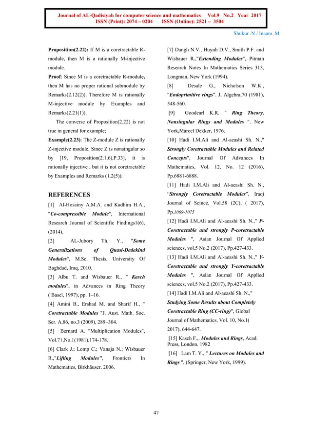 Some results about coretractable modules | PDF | Programming Languages | Computing