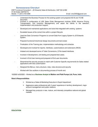 Somesh sales & distribution functional cv | PDF